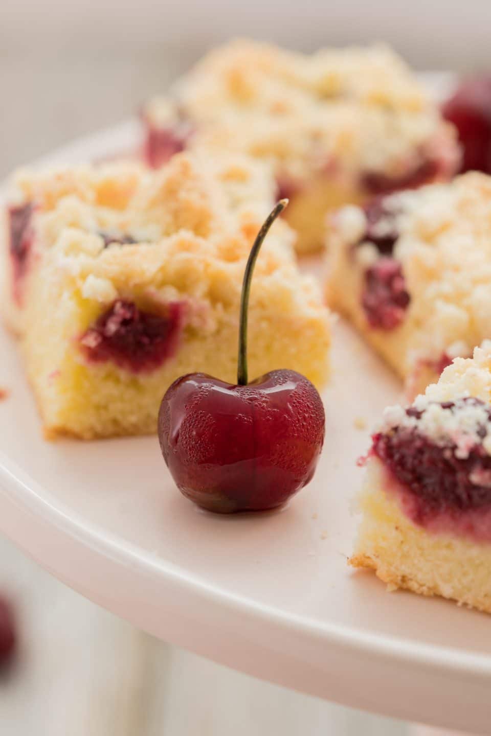Homemade Cherry Cake with Crumbles