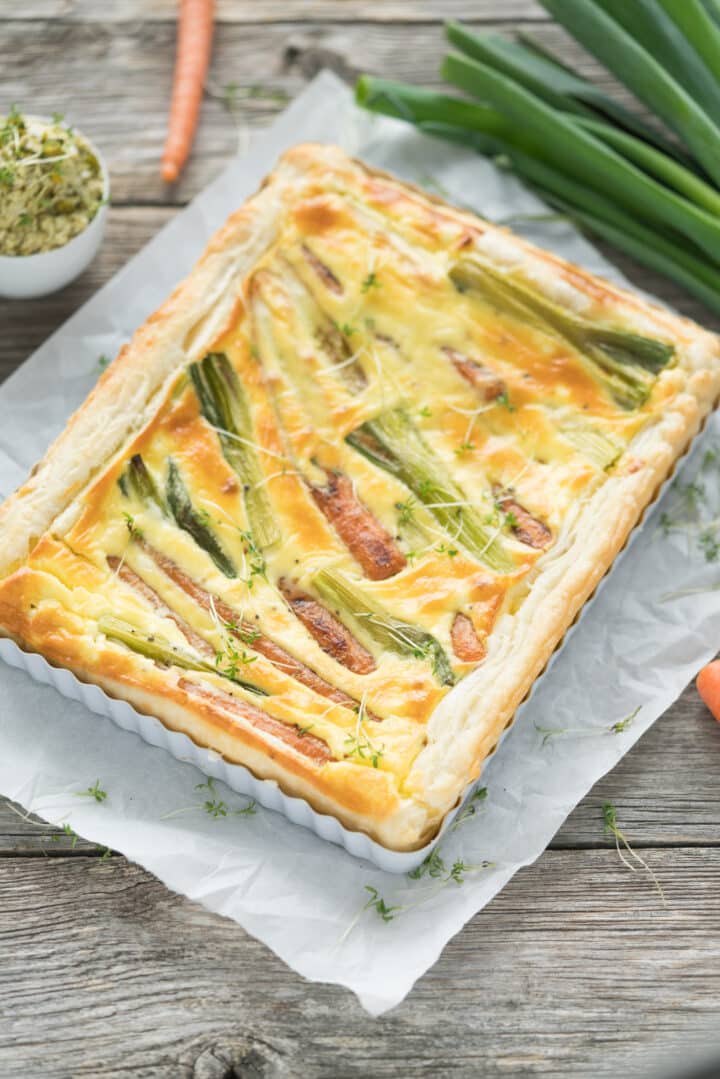 Quick Carrot Quiche with Puff Pastry